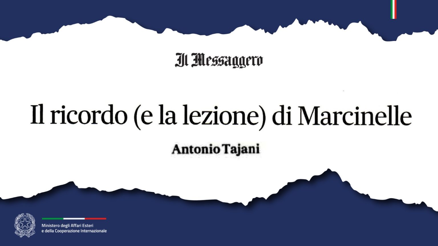 Tajani: “Il ricordo (e la lezione) di Marcinelle” (Il Messaggero) – Ministero degli Affari ...